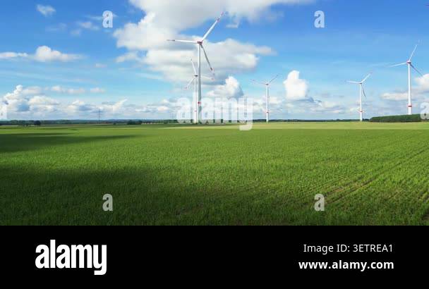 Wind turbines in the countryside near Mllrose, Brandenburg Stock Video ...