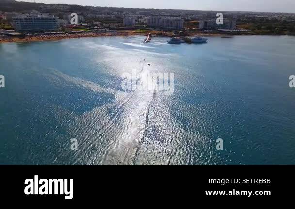 Aerial Drone View of Protaras Cyprus, Luxury Beachfront Hotels, Golden ...