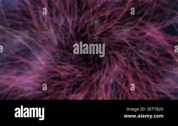 A swirling spiral of luminous pink and purple light streaks on a black ...