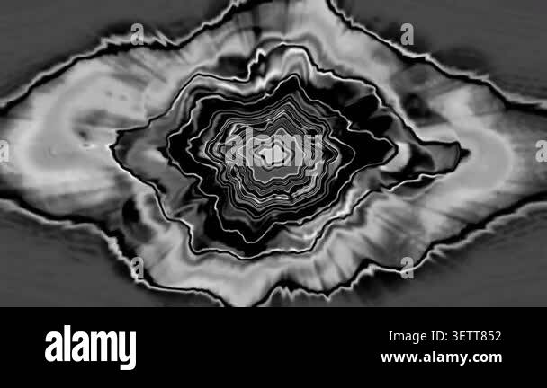 An intricate black and white abstract pattern featuring layered ...