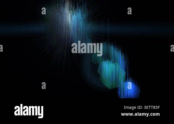 An abstract digital artwork featuring vibrant blue and green glowing ...