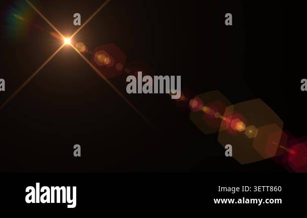 A bright sun flare with lens effects creating hexagon shapes, set ...