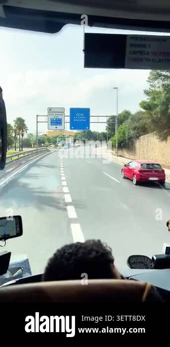A bus journey takes travelers down the highway toward Gibraltar ...