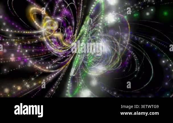 Futuristic video animation with particle stripe object in slow motion ...