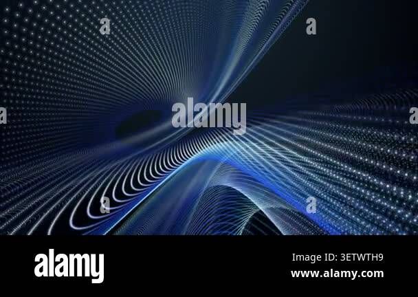Futuristic video animation with particle stripe object in slow motion ...