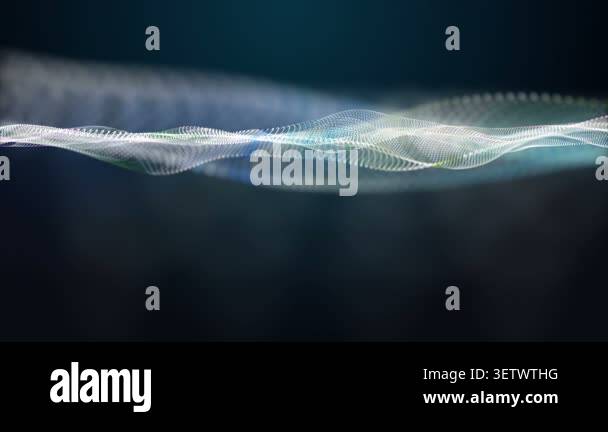 Fantastic video animation with particle wave object in slow motion and ...
