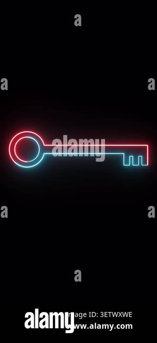 Neon Key Icon Vertical Animation for Reels Shorts Stories, Glowing ...
