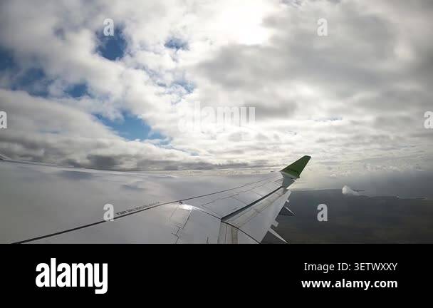 REYKJAVIK, ICELAND - SEPTEMBER 2, 2021: A 4K passenger-window view of ...
