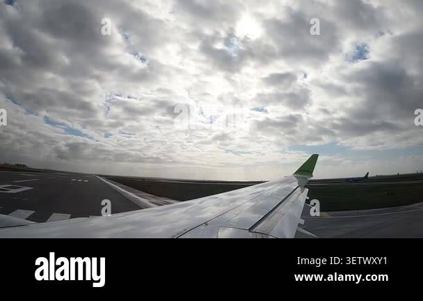 REYKJAVIK, ICELAND - SEPTEMBER 2, 2021: A 4K passenger-window view ...