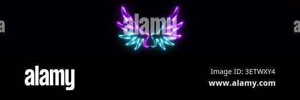 Ultrawide Neon Angel Wings Background with Blue and Purple Glow ...