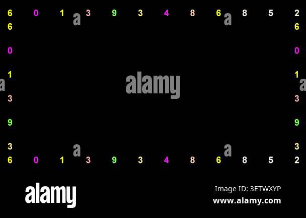 Animated numbers forming a decorative border frame around the screen on ...