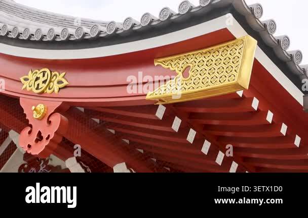 Close Up of Sensoji Temple Roof Architecture in Tokyo Japan. High ...