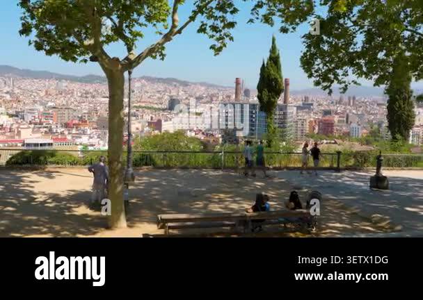 July 27 2025 Barcelona Spain: Barcelona Skyline From Montjuic Terrace ...