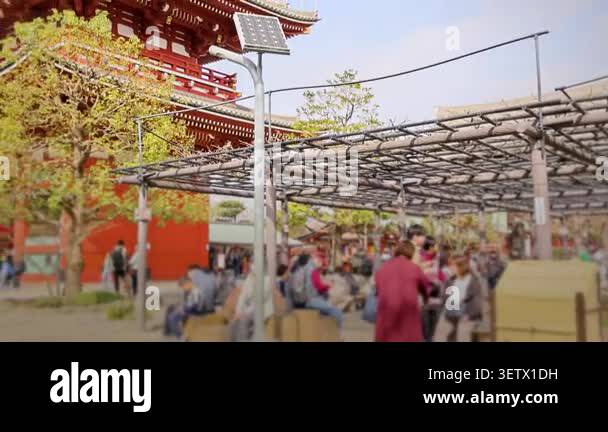 Tilt up Senso-ji temple Tokyo Japan landmark architecture. High quality ...