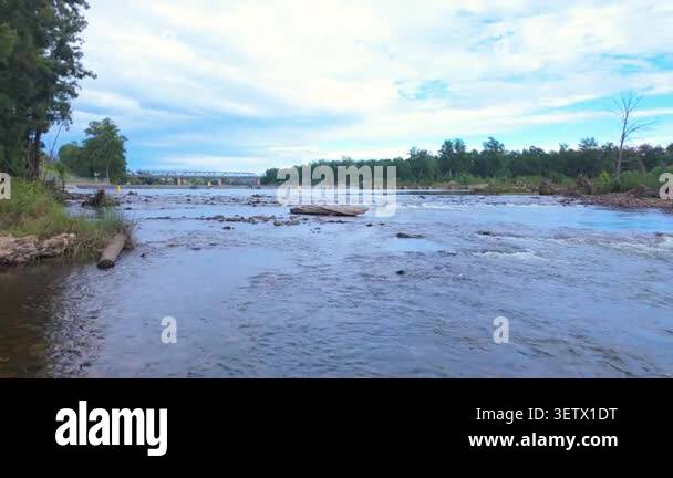 Footage of the Nepean River flowing over rocks after running over the ...