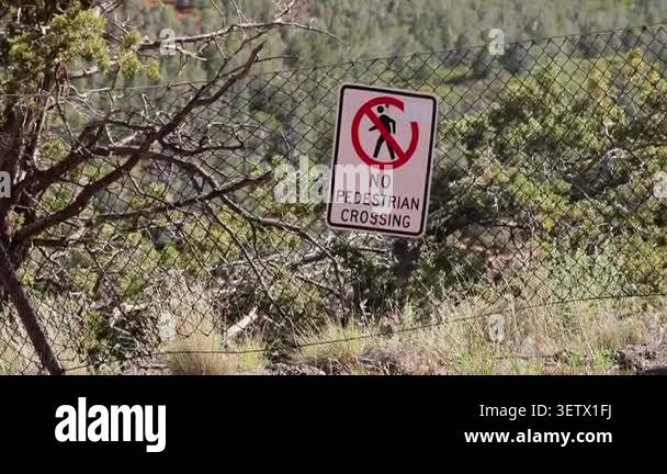 Sedona Midgley Bridge No Pedestrian Crossing Desert Fence Sign. High ...