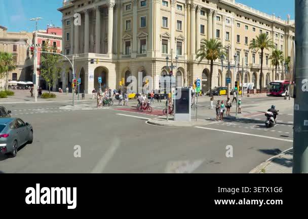 Barcelona Spain July 26 2025: Barcelona City Street Beside Neoclassical ...