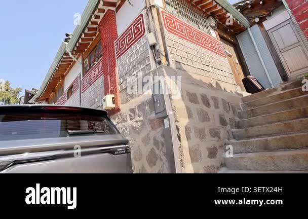 Seoul Hanok Roof Eaves Low Angle With Painted Trim. High quality 4k ...