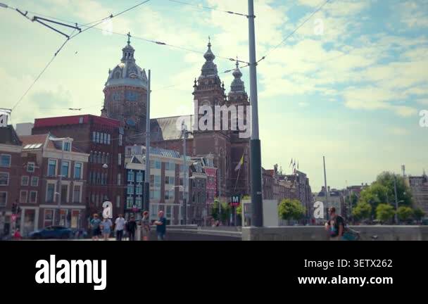 Amsterdam Centraal Station Waterfront Skyline Across River. High ...