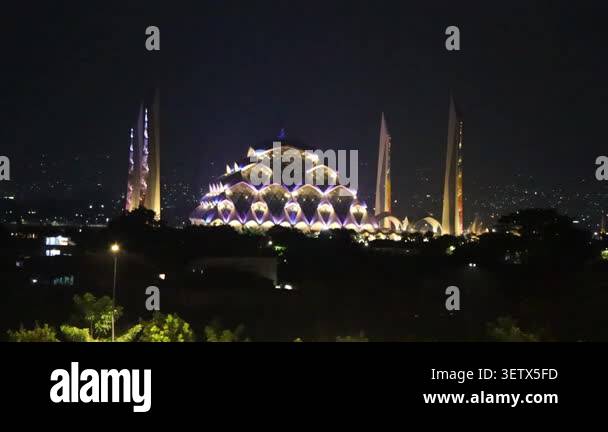 Masjid Al Jabbar Grand Mosque Illuminated at Night in West Java ...