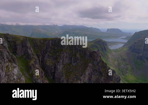 Stunning aerial view from towering basalt cliffs overlooking Lofoten's ...