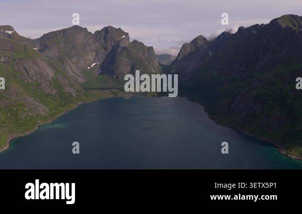 Stunning aerial footage of Lofoten Islands' pristine fjord surrounded ...