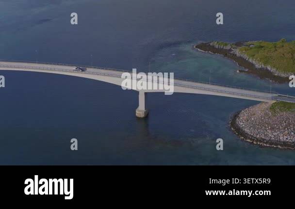 Stunning aerial footage of a sleek modern causeway bridge spanning ...