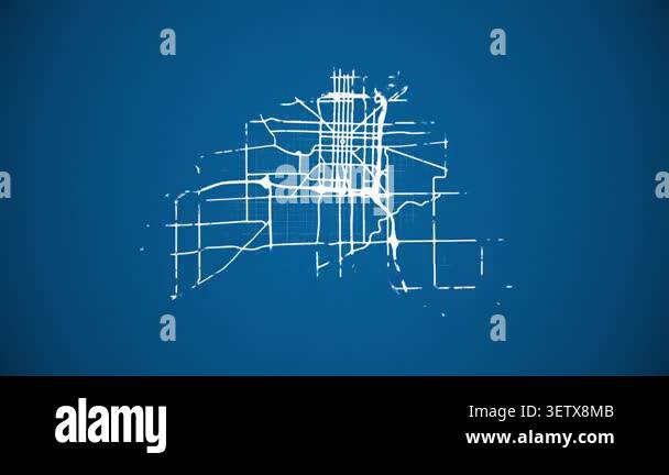 Ink reveal animation of Indianapolis city, Indiana (IN), United States ...