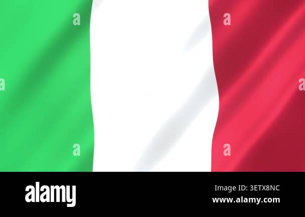 Waving flag of Italy with realistic silk fabric texture blowing in the ...