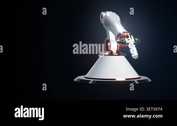 A cybernetic clamp manipulates a digital data test tube. The hacker ...