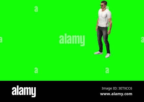 Side view of male character walking naturally with casual catwalk style ...
