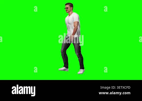Male character walking forward with clean casual catwalk motion on ...