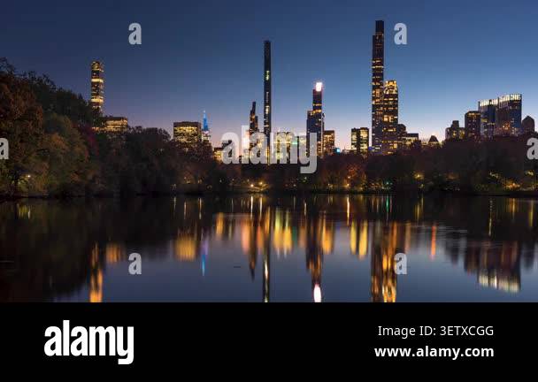 Central Park Lake with view of New York City Billionaire's Row from ...