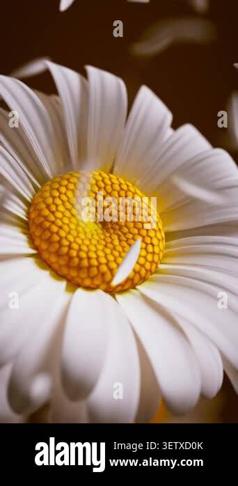 Dynamic 3D loop of white daisies in gentle rotating motion, petals ...