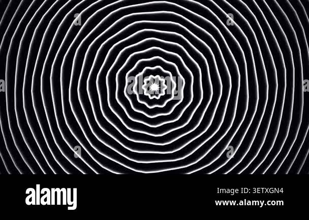 Monochromatic animation of wavy concentric lines forming flowerlike ...