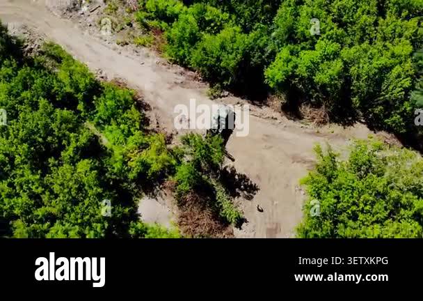 Aerial drone view of a mobile geotechnical drilling rig conducting soil ...