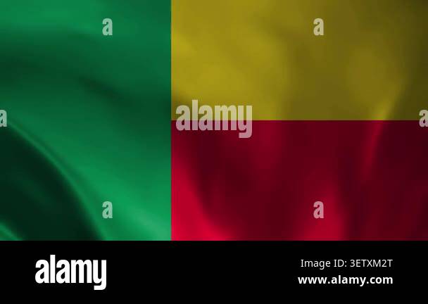 Benin flag animation with realistic fabric texture and dramatic ...