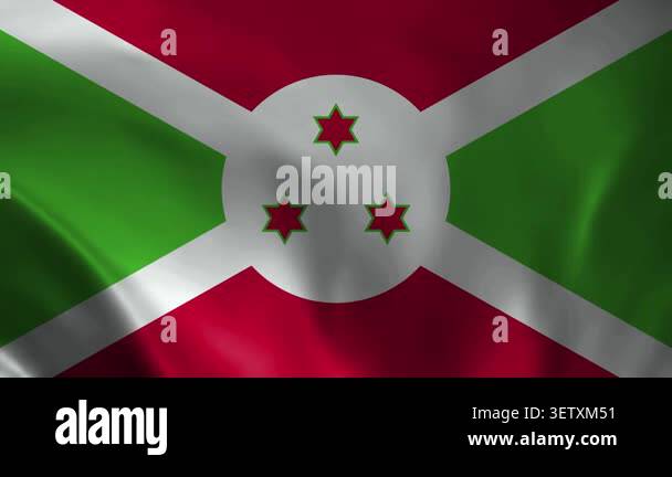 Burundi flag animation with realistic fabric texture and dramatic ...