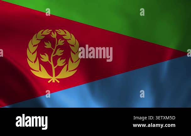 Eritrea flag animation with realistic fabric texture and dramatic ...
