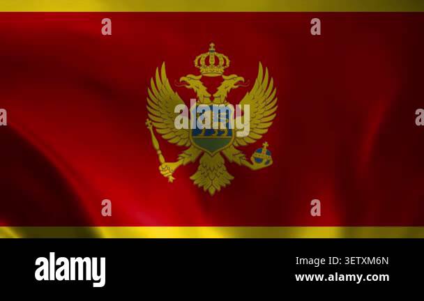Montenegro flag animation with realistic fabric texture and dramatic ...