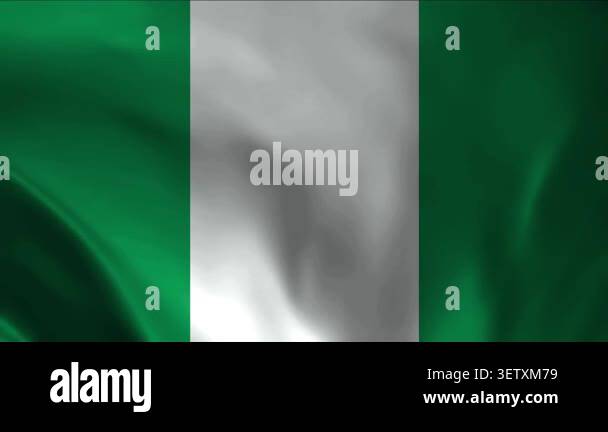 Nigeria flag animation with realistic fabric texture and dramatic ...