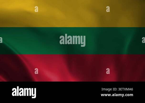 Lithuania flag animation with realistic fabric texture and dramatic ...