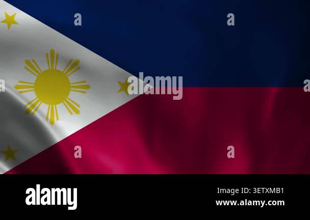 Philippines flag animation with realistic fabric texture and dramatic ...