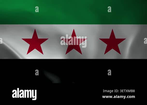 Syria flag animation with realistic fabric texture and dramatic ...