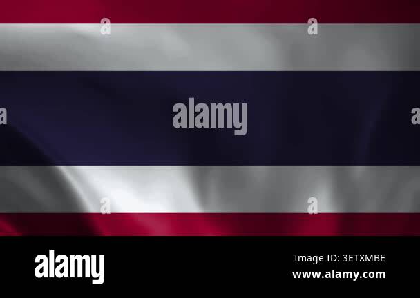 Thailand flag animation with realistic fabric texture and dramatic ...