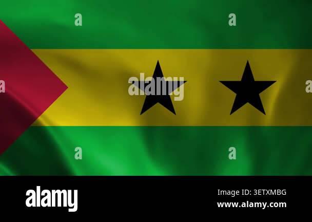 Sao Tome and Principe flag animation with realistic fabric texture and ...