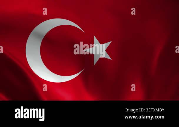 Turkey flag animation with realistic fabric texture and dramatic ...