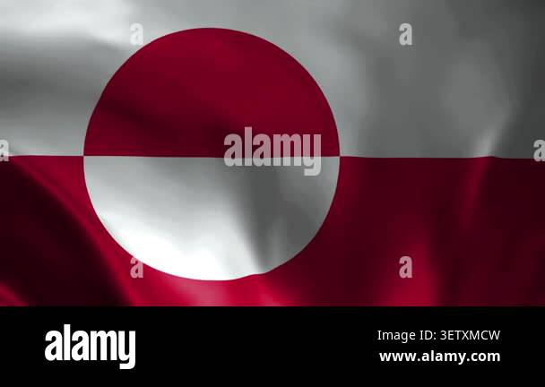 Greenland flag animation with realistic fabric texture and dramatic ...