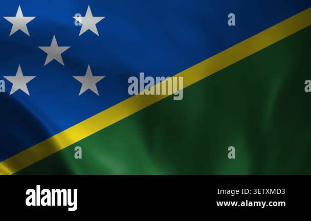 Solomon Islands flag animation with realistic fabric texture and ...