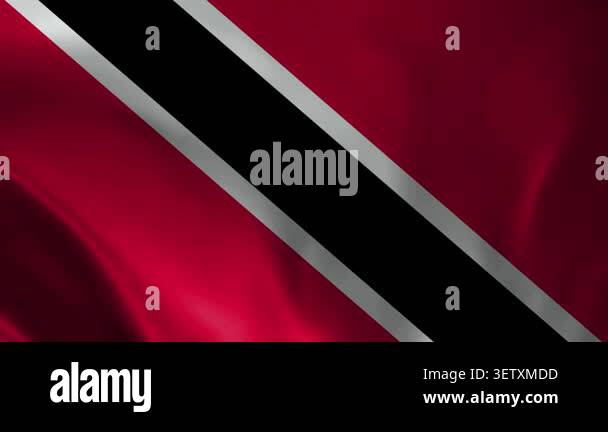 Trinidad and Tobago flag animation with realistic fabric texture and ...